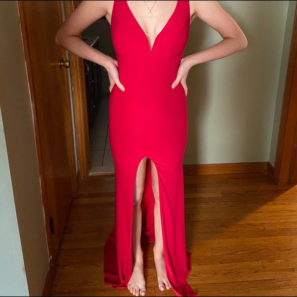 Dresses | Red Lace Back Gown | Poshmark